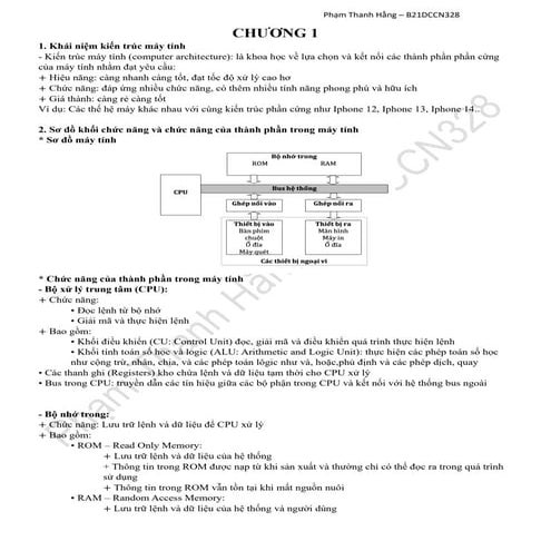 Ly thuyet Kien truc máy tinh hoc vien ptit | PDF