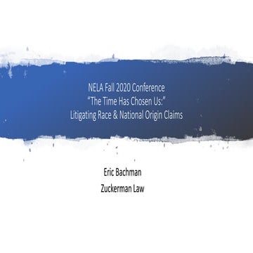 Zuckerman Law / Eric Bachman Employment Discrimination Lawyers | PPTX