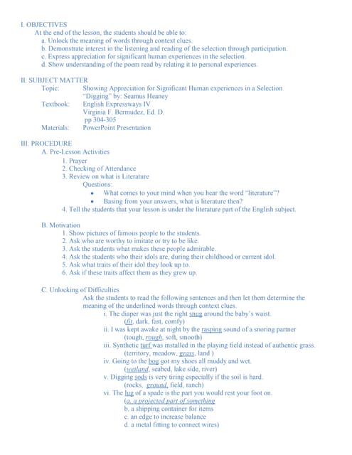 Detailed Lesson plan in English 5 Text types | DOCX