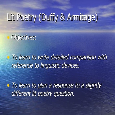 Lit poetry (duffy & armitage) | PPT