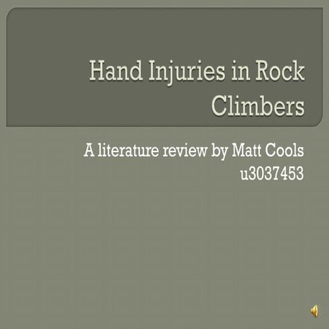 Lit review finger injuries in rock climbers | PPTX