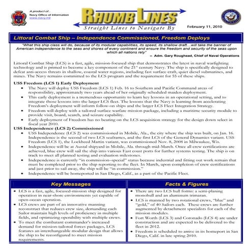 Littoral Combat Ship Independence Commissioned Freedom Deploys 11 Feb ...