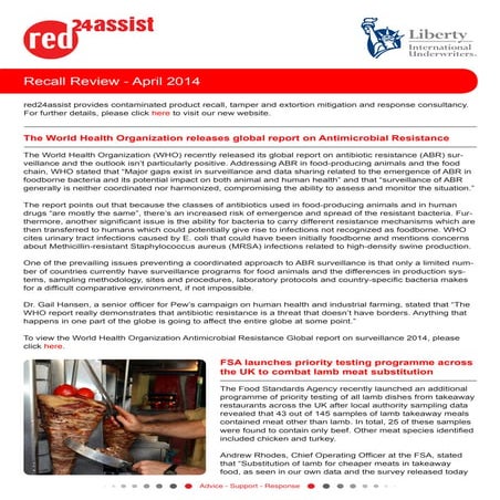red24assist Product Recall Review: April 2014 | PDF
