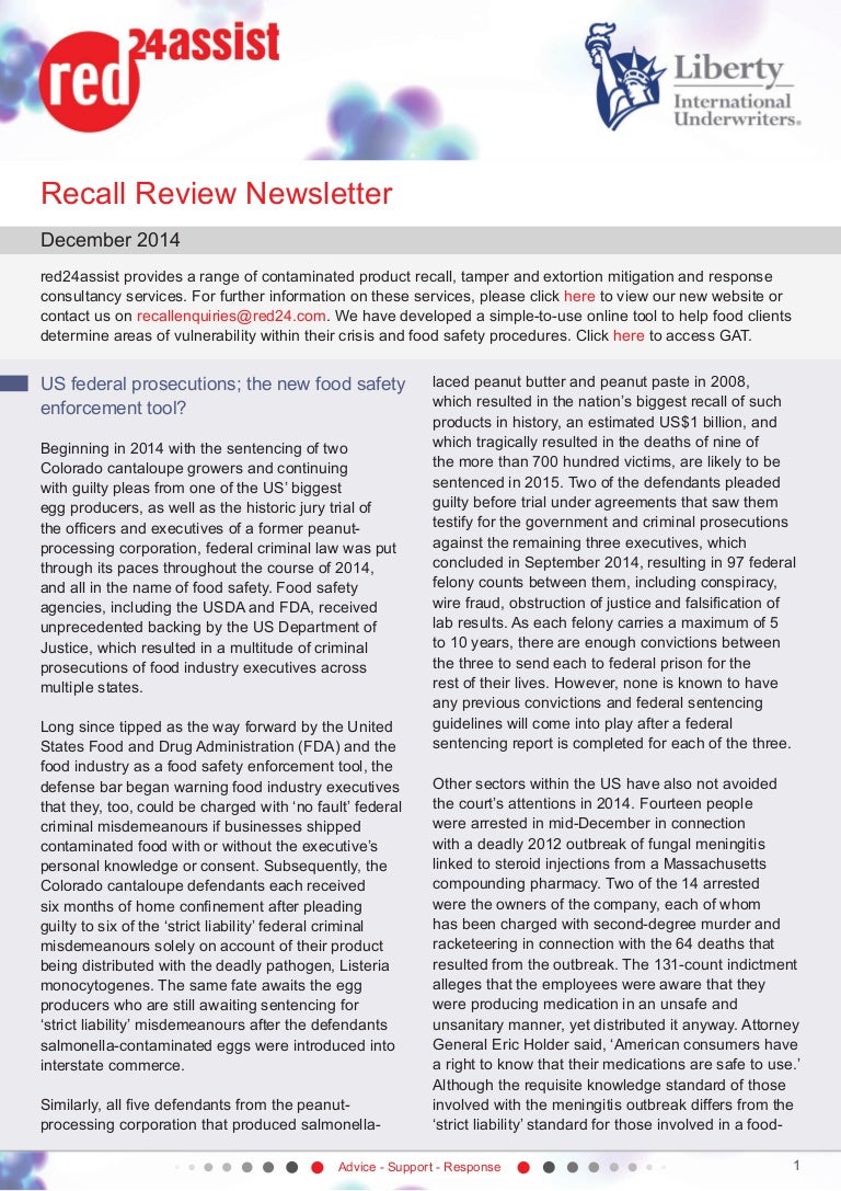red24 Recall Review Newsletter: December 2014