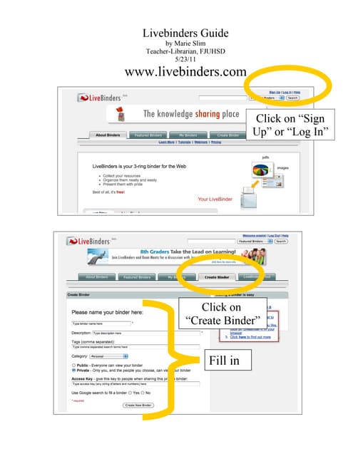 LiveBinders Tutorial | PDF