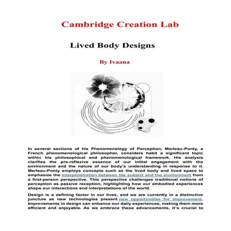 Lived Body Designs at Cambridge Creation Lab | PDF