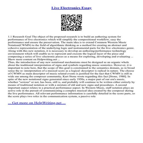 Live Electronics Essay | PDF