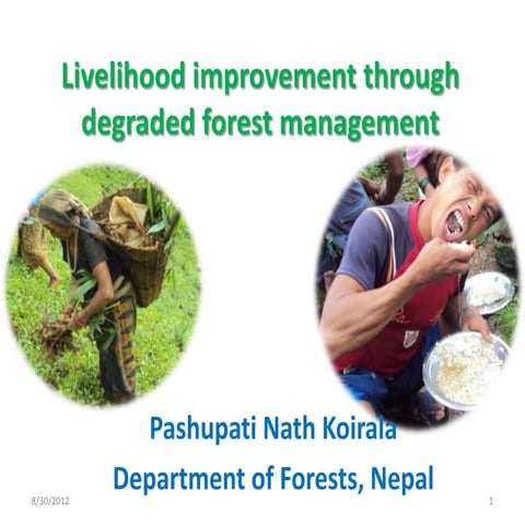 Livelihood improvement of the poorest farmer through degraded forest ...