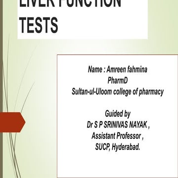 Liver function tests PharmD | PPTX