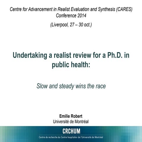 Undertaking a realist review for a Ph.D. in public health | PDF