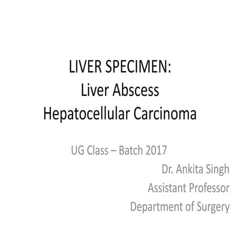Liver specimen: Hepatocellular carcinoma, liver abscess | PPTX