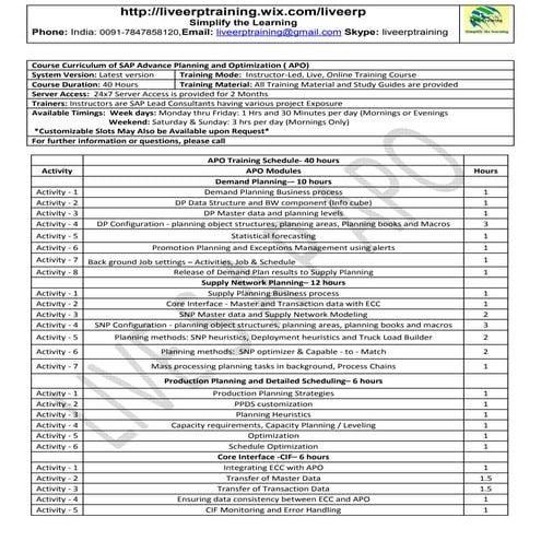 SAP APO Course Contain | PDF | Computing | Technology & Computing