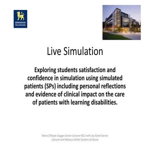 Session F - Learning disabilities: Using live simulation to explore ...