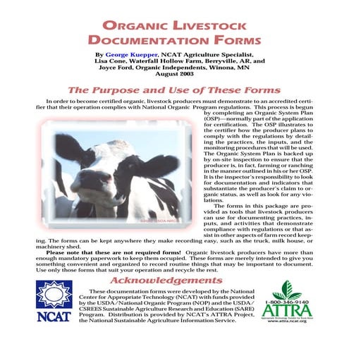 Organic Livestock Documentation Forms | PDF