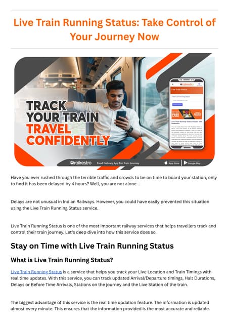 Train Running Status How to Check Train Location In Monsoon | PDF