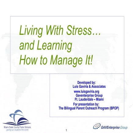 Living With Stress And Learning How To Manage It | PPT