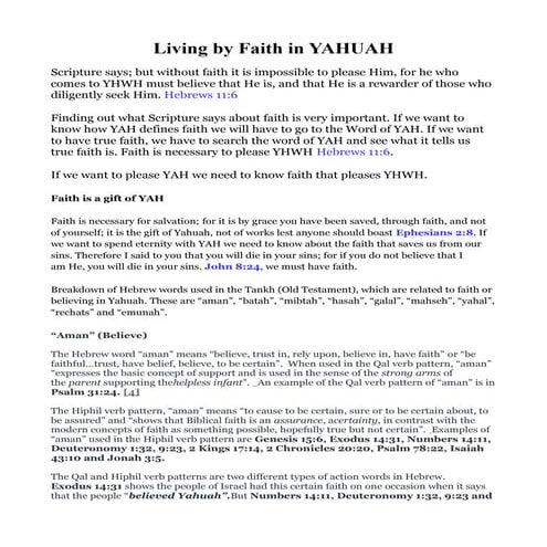 Living by faith in yahuah | PDF