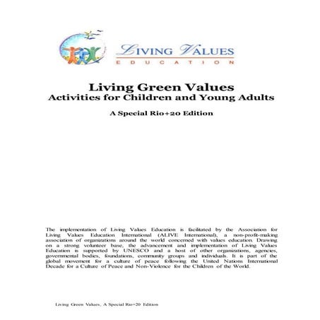 Living green values activities for children and young adults | DOCX