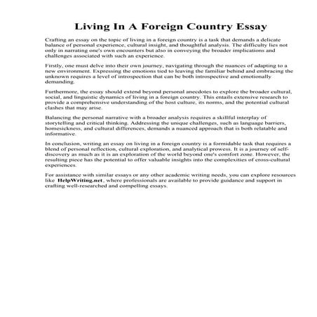 Living In A Foreign Country Essay. Visit To A Foreign Country Free ...