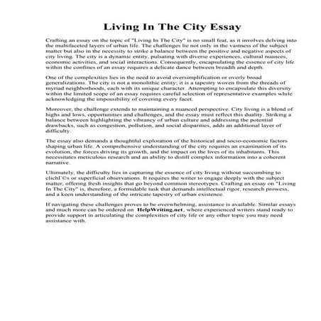 Living In The City Essay | PDF