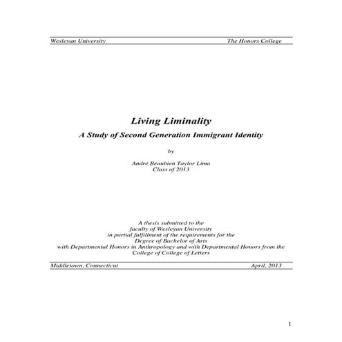 Living Liminality: A Study of Second Generation Immigrant Identity ...