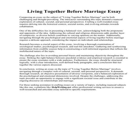 Living Together Before Marriage Essay. 9 Big Benefits Of Living ...