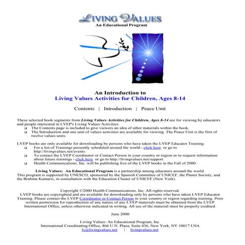 Living values activities for children ages 8 - 14 | PDF