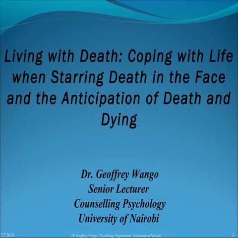 Living with death coping with life when starring death in the face and ...