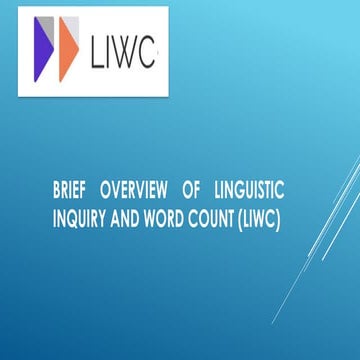 Linguistic Inquiry and Word Count (LIWC) | PPT