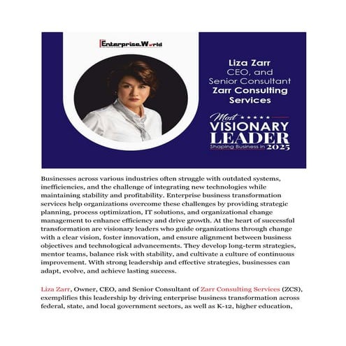 Liza Zarr_ Transforming Enterprises with Strategy, Technology ...