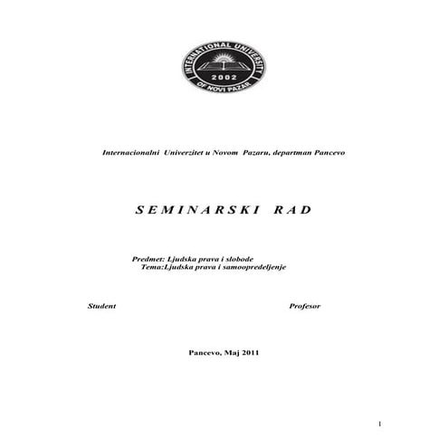 Ljudska prava i samoopredeljenje | DOC