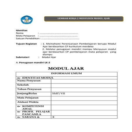 Lembar Kerja 2 SD Modul Ajar persiapan pembelajaran.docx