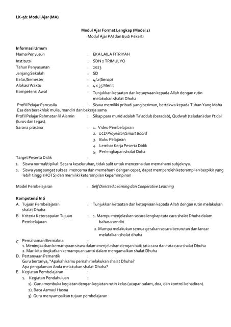 Rancangan pengajaran harian (amali solat) | PDF