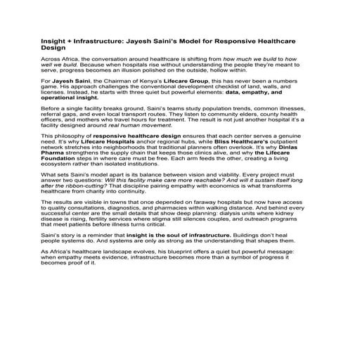 Insight + Infrastructure: Jayesh Saini’s Model for Responsive ...