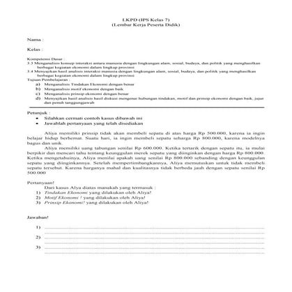 Lkpd ips 7 tindakan ekonomi | PDF