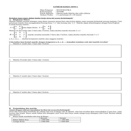 Lks penjumlahan matriks | DOC