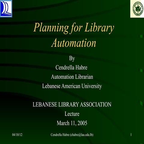Planning for Library Automation | PPT
