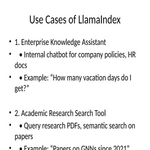 LlamaIndex OLLAMA Use cases LlamaIndex is | PPTX