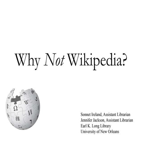 LLA 2014: Why Not Wikipedia? | PPTX