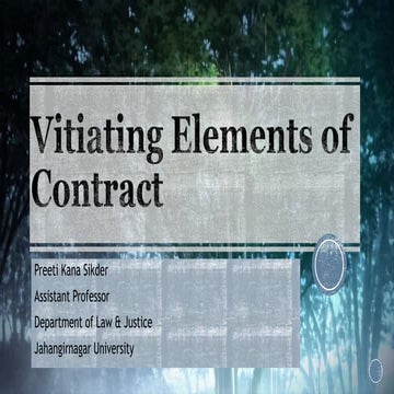 Vitiating Elements in Formation of Contract: Coercion, Fraud and Undue ...
