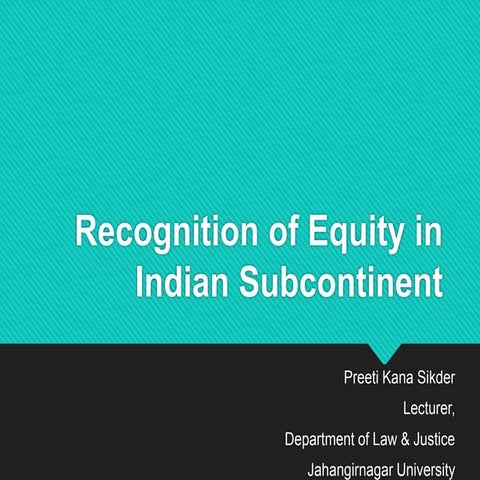 Recognition of Equity in the Indian Subcontinent | PPTX