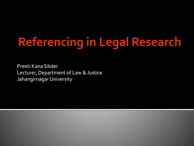 Reference in Legal Research | PPTX
