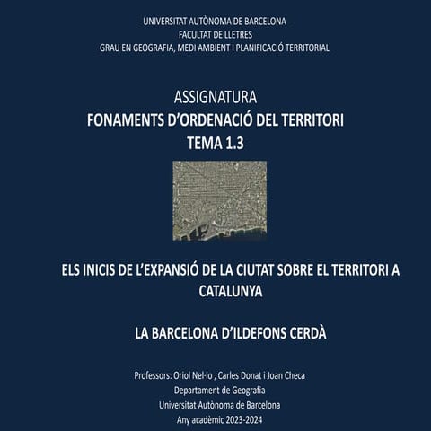 Lliçó 1.3. Els inicis de lexpansió urbana a Catalunya. La Barcelona dI ...
