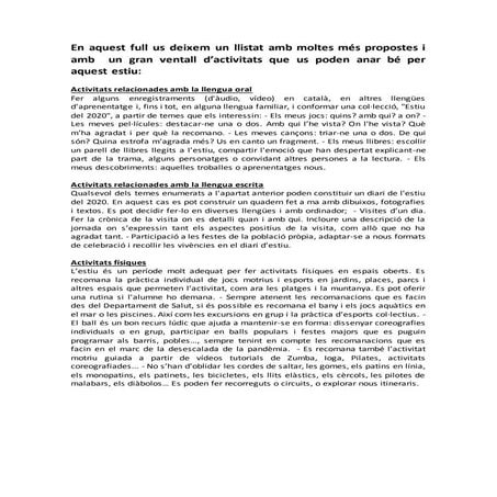 Deures d'estiu | PDF