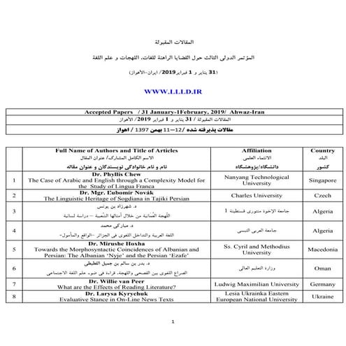 المقالات المقبولة المؤتمر الدولي الثالث حول القضايا الراهنة للغات ...