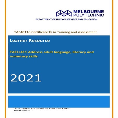 Learner Resource Cert IV in training and assessment - MP | PDF