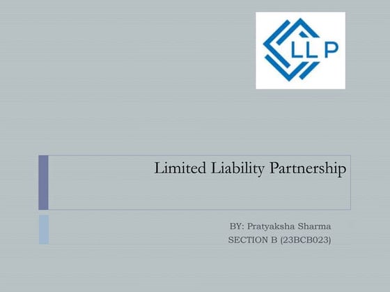 Limited liability Partnership (LLP) | PPT