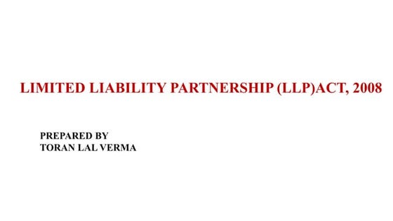 Limited liability Partnership (LLP) | PPT