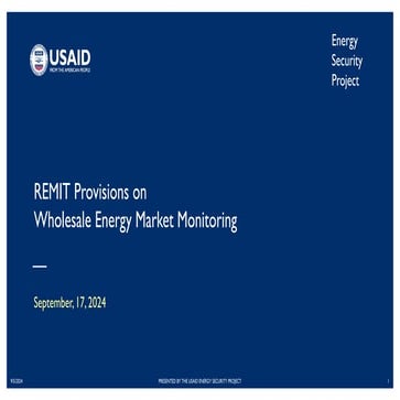 REMIT Provision on Wholesale Energy Market Monitoring | PPT