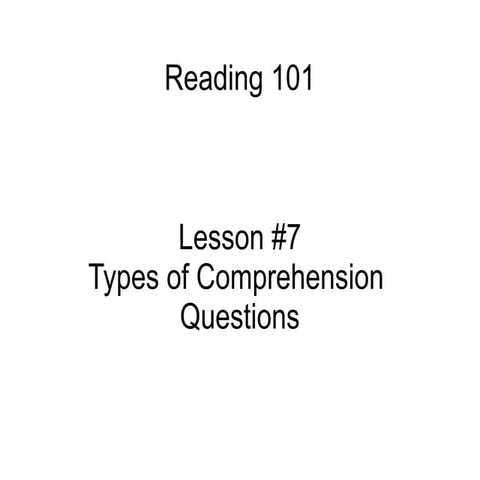 LL Upper Pri C - Compre Question Types | ODP